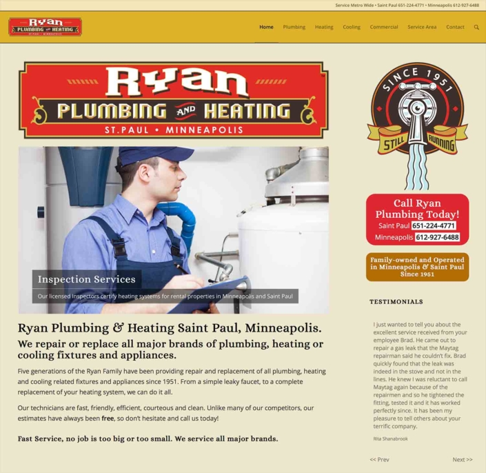Small Business Website Design for Ryan Plumbing