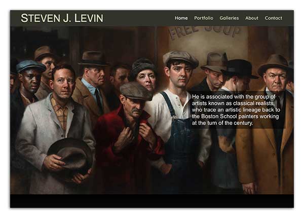 Artist portfolio website for Steven Levin